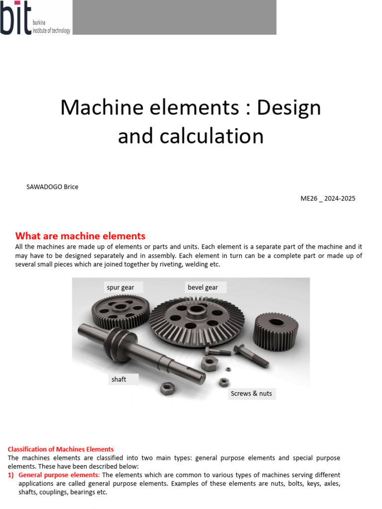 Machine Elements: Design Basics | PDF | Bearing (Mechanical) | Screw