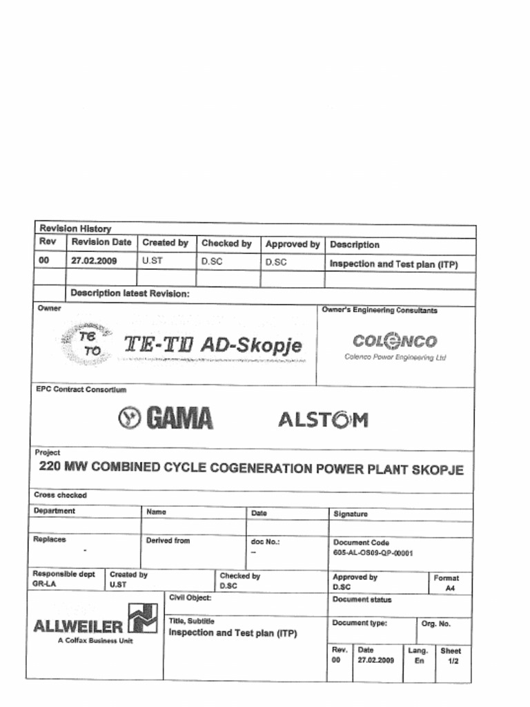 605-AL-OS09-QP-00001 Rev 00 ITP | PDF