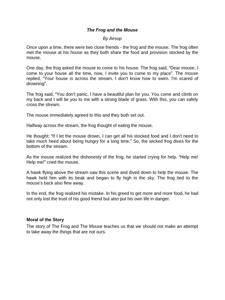 The Frog and The Mouse | PDF