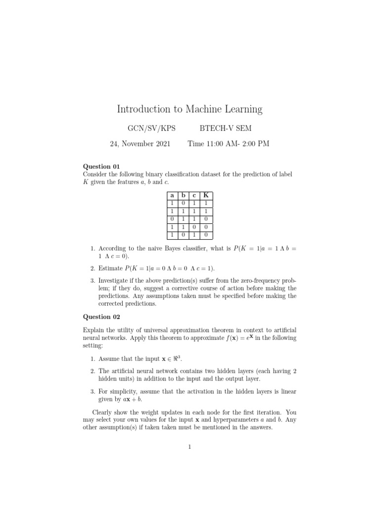 JYOTSANA SRIVASTAVA - ml_exam_paper (1) | PDF | Support Vector Machine | Statistical Classification