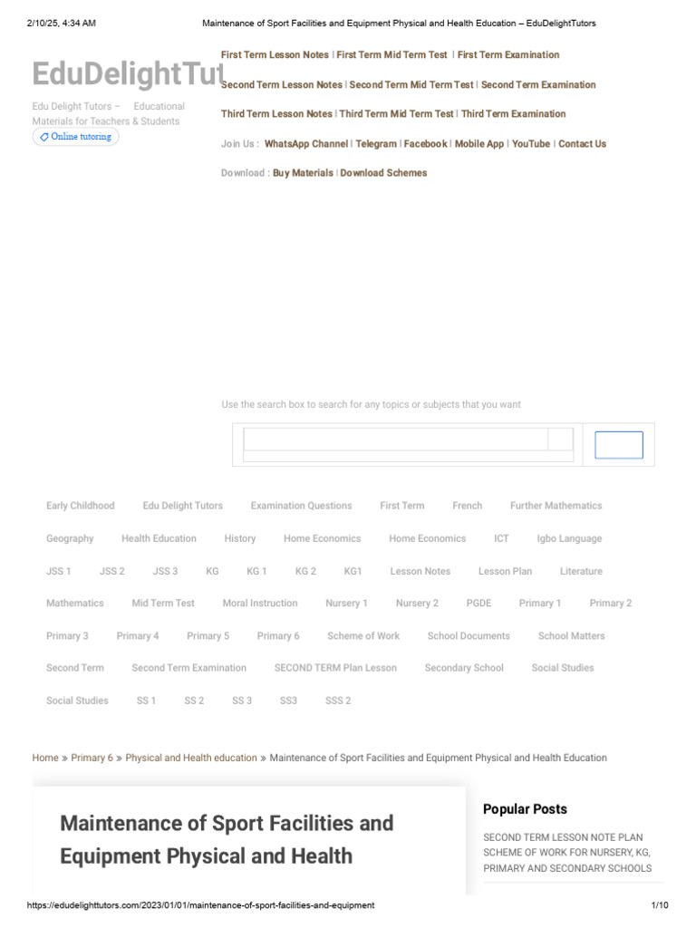 Sport Facilities and Equipment Care | PDF | Gym | Sports