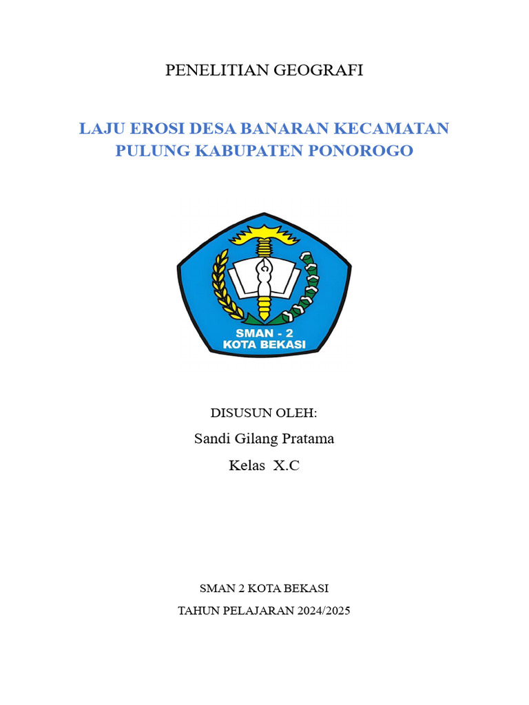 Laju Erosi di Desa Banaran Ponorogo | PDF