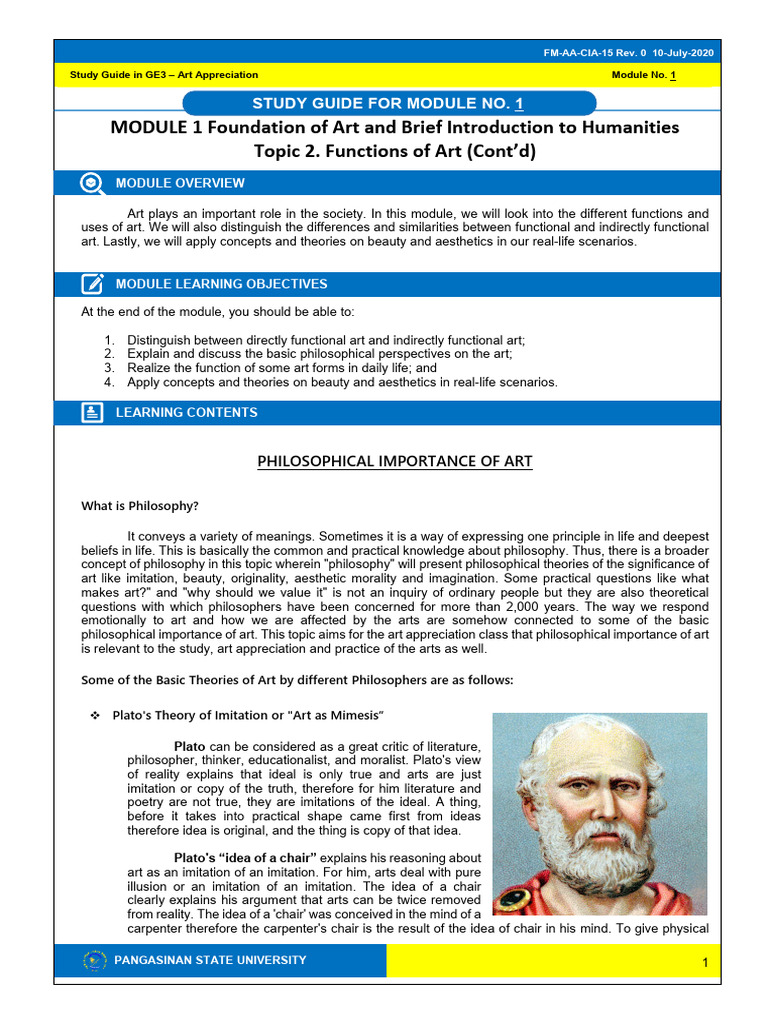 GE3 Module 1 Topic 3 | PDF | Aesthetics | Aristotle