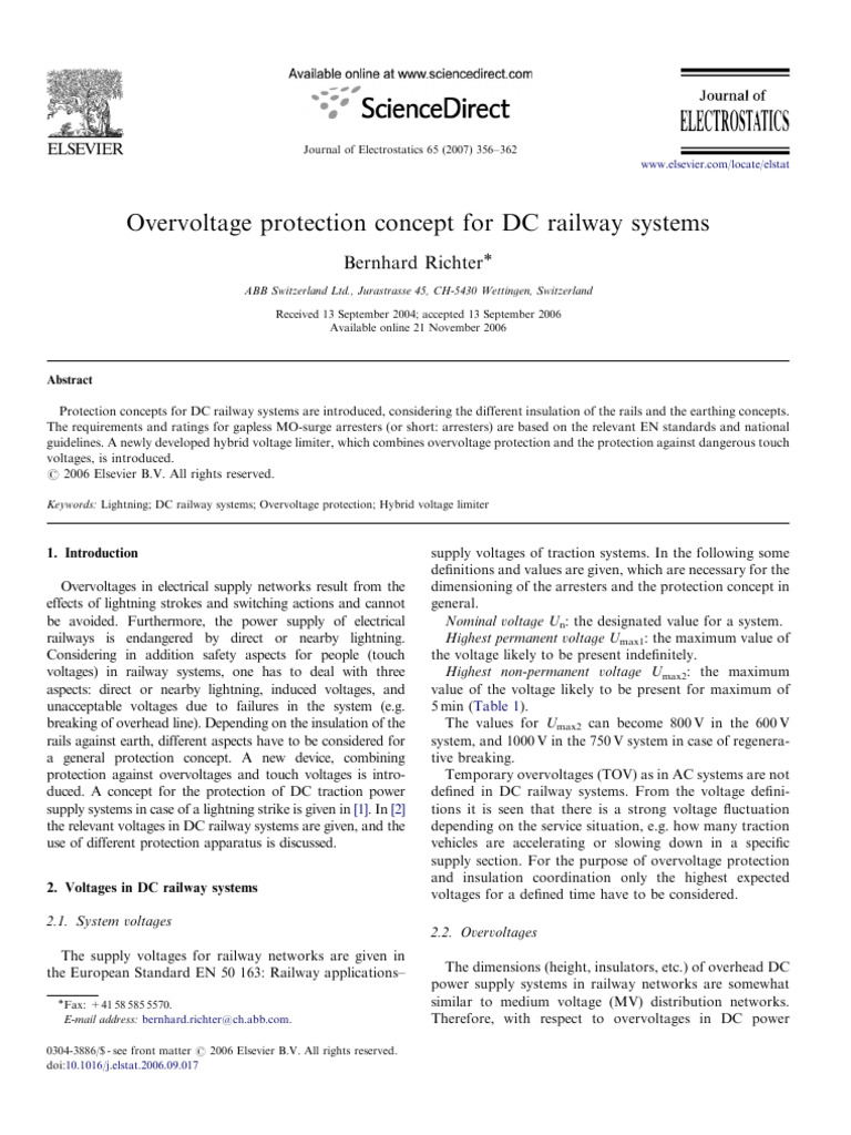 Overvoltage Protection Concept For DC Railway Systems | PDF | Direct ...