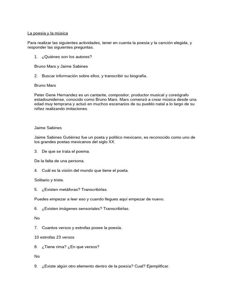 Template - La Poesía y La Música | PDF