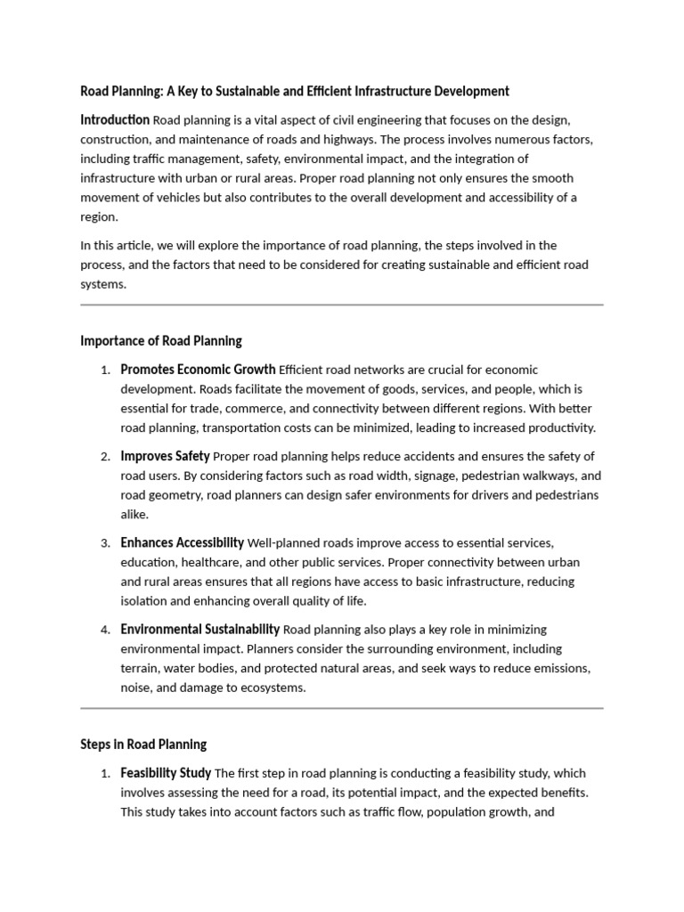 01-Road Planning A Key To Sustainable and Efficient Infrastructure ...