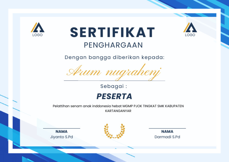 Biru Putih Estetik Modern Sertifikat Dokumen A4 - 20250210 - 195903 ...