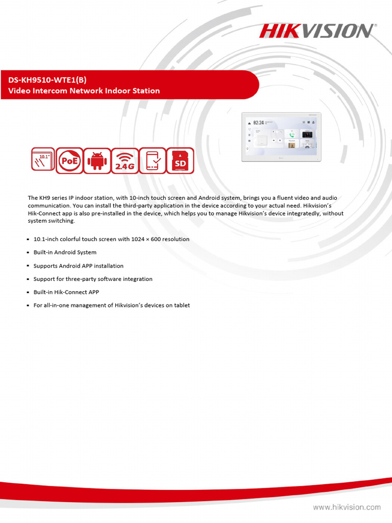DS-KH9510-WTE1B Datasheet 20240810 | PDF | Android (Operating System) | Touchscreen