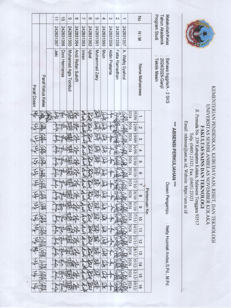 Absen Teknik Mesin | PDF
