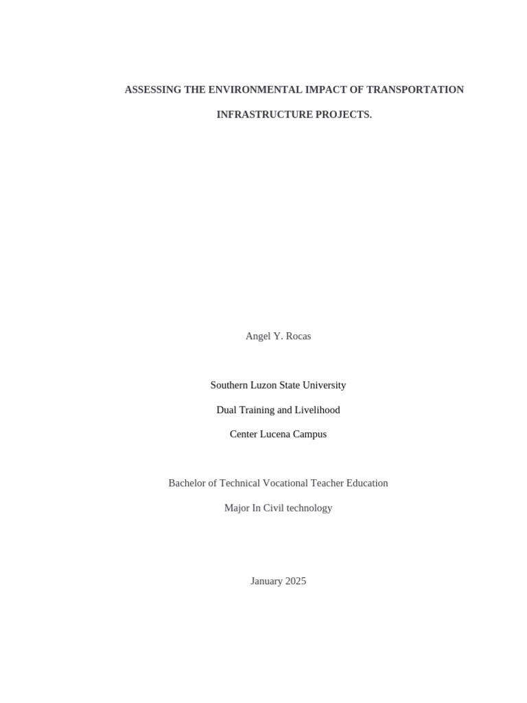 Assessing The Environmental Impact of Transportation Infrastructure ...