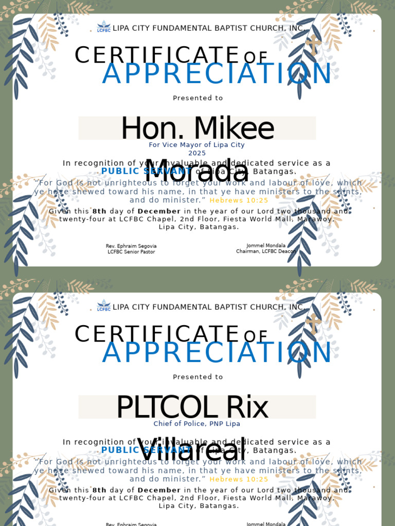 Cert_App | PDF | Christian Religious Leaders | Christian Organizations