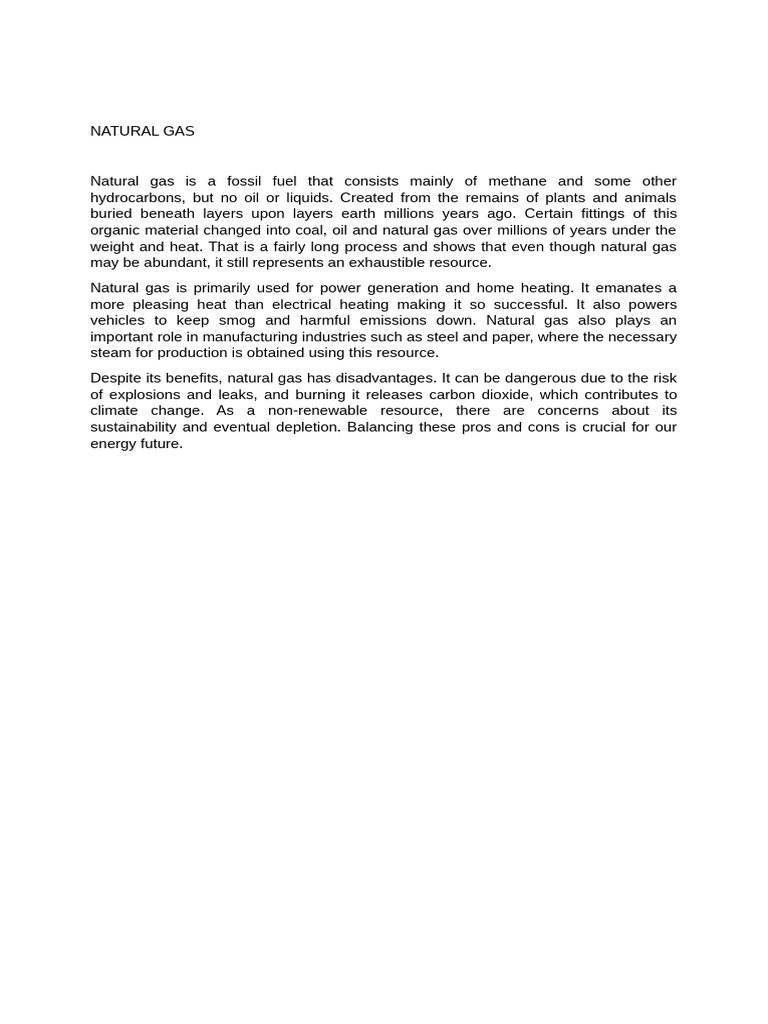 Pros and Cons of Natural Gas Usage | PDF