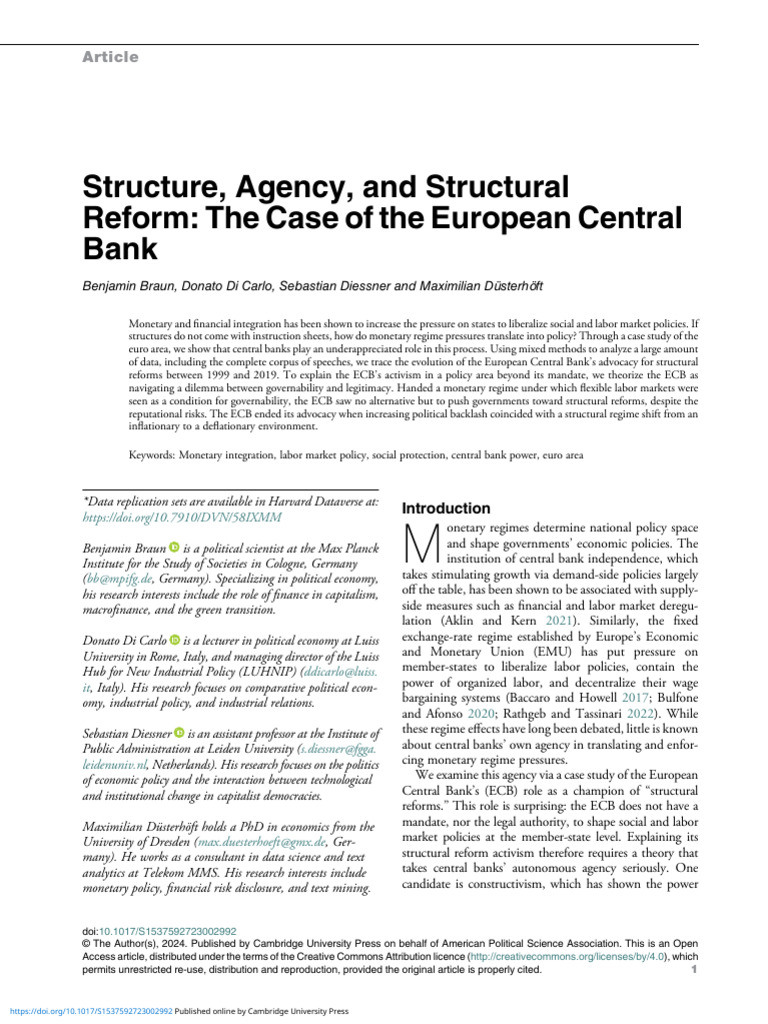 ECB's Role in Structural Reforms | PDF | European Central Bank ...