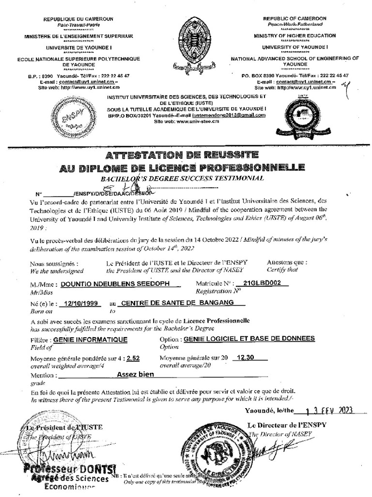 Diplôme Licence Professionel | PDF