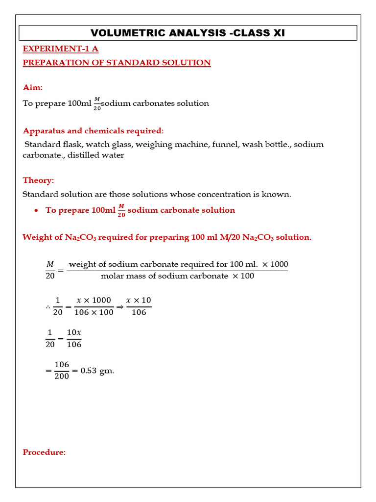 Class XI Practicals Titration 1 | PDF | Titration | Chemistry