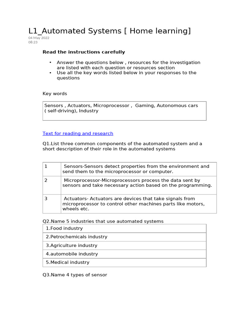 Automated Systems Overview | PDF