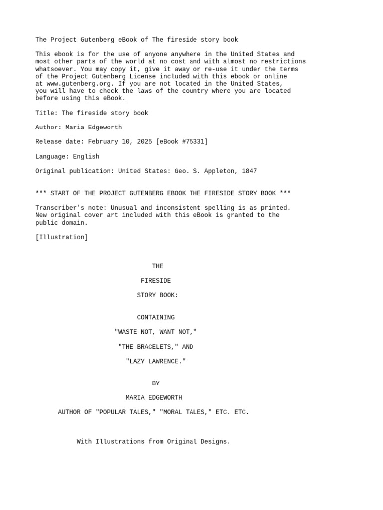 The fireside story book by Maria Edgeworth | PDF | Project Gutenberg ...