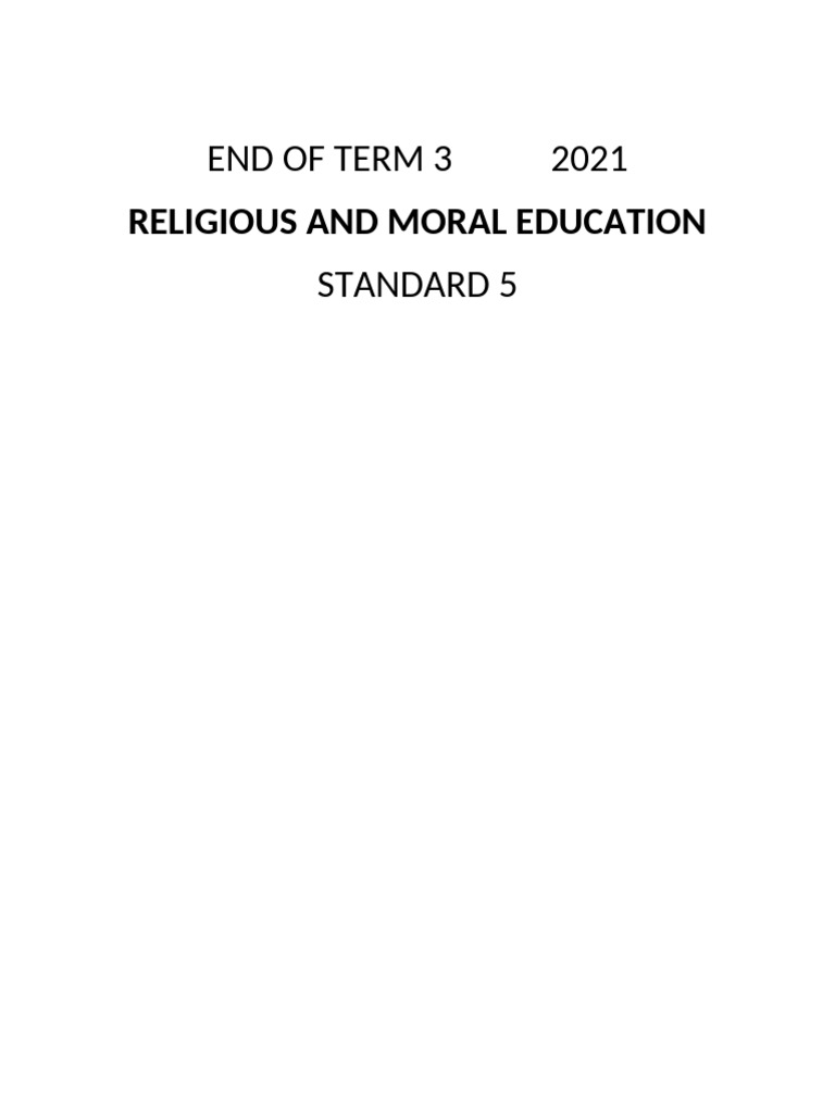 End of Term 3 Remo STD 5 2021 | PDF | Self Esteem | Marriage