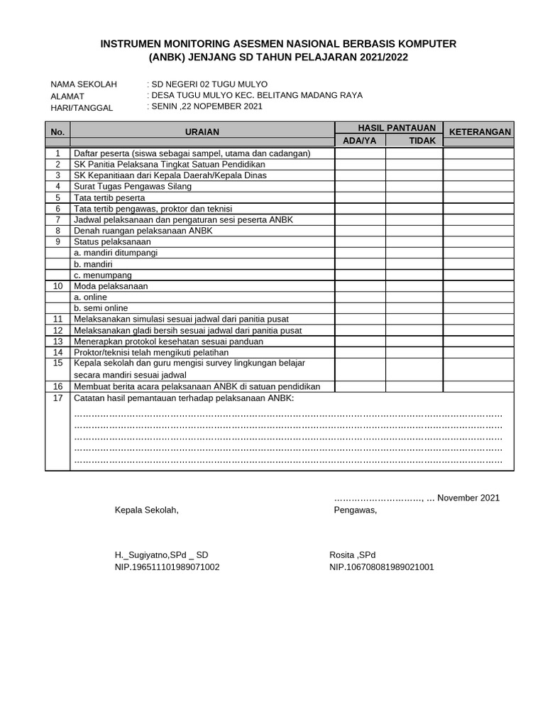 Panduan ANBK SD 2021/2022 | PDF