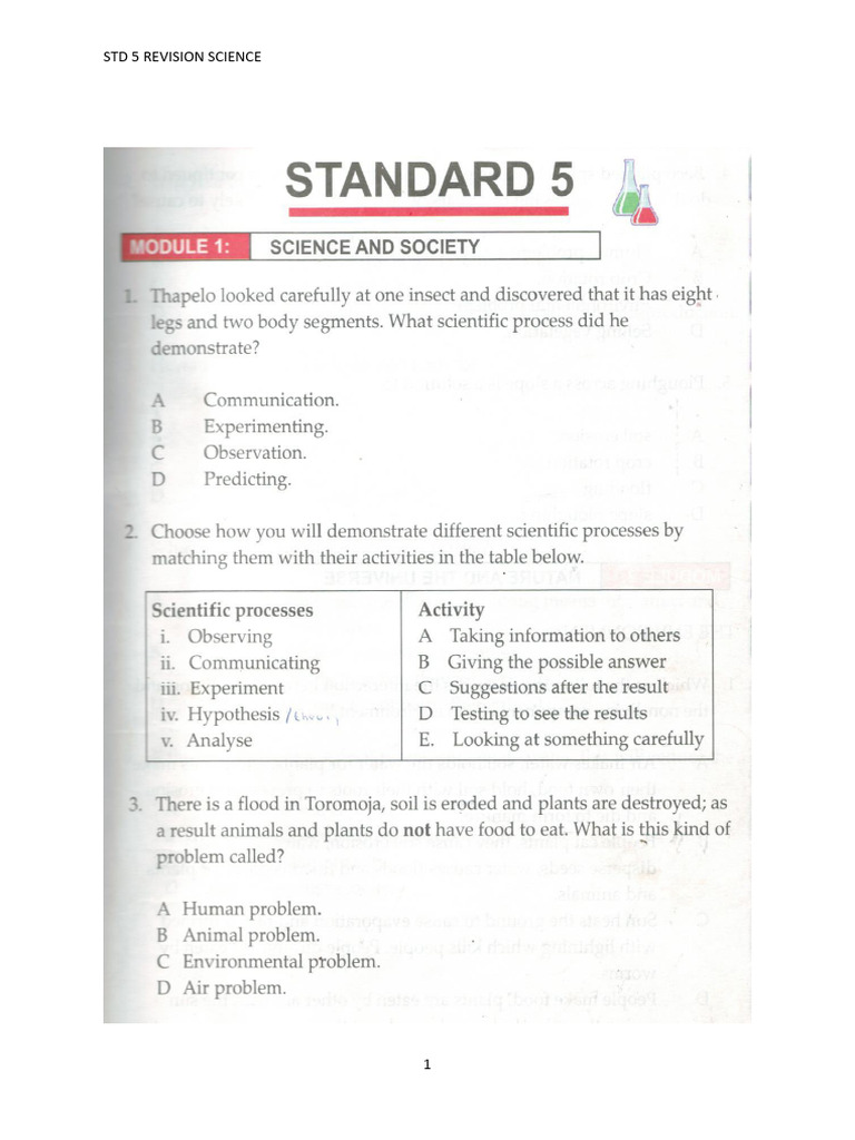 STD 5 Science Revision Whole Syllabus | PDF