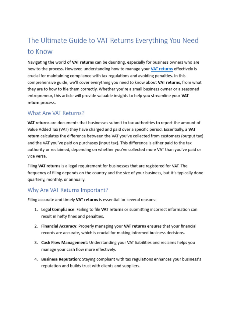 The Ultimate Guide To VAT Returns Everything You Need To Know | PDF ...