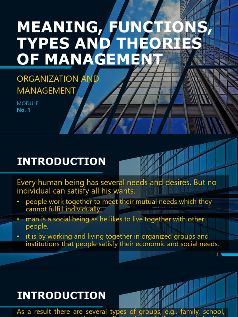Mod 1 Meaning Functions Types and Theories of Management | PDF ...