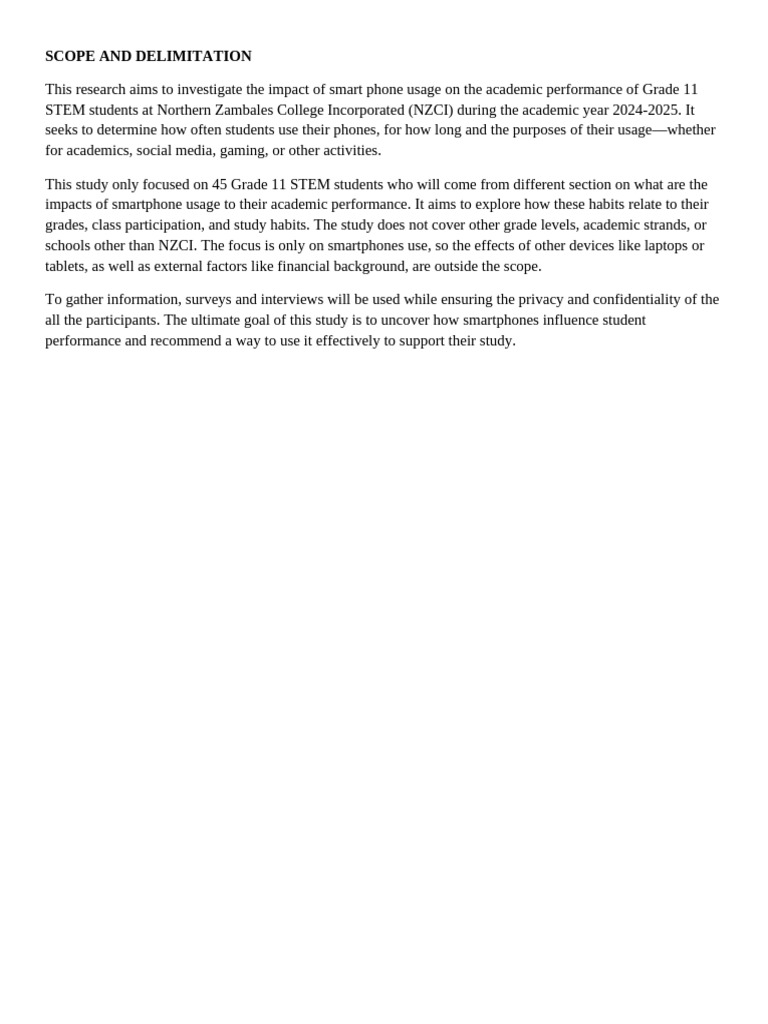 Scope and Delimitation | PDF