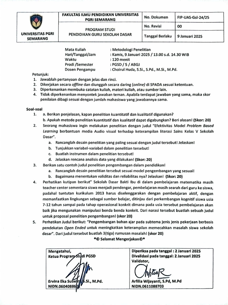 UAS Metodologi Penelitian_5 ABGJ | PDF