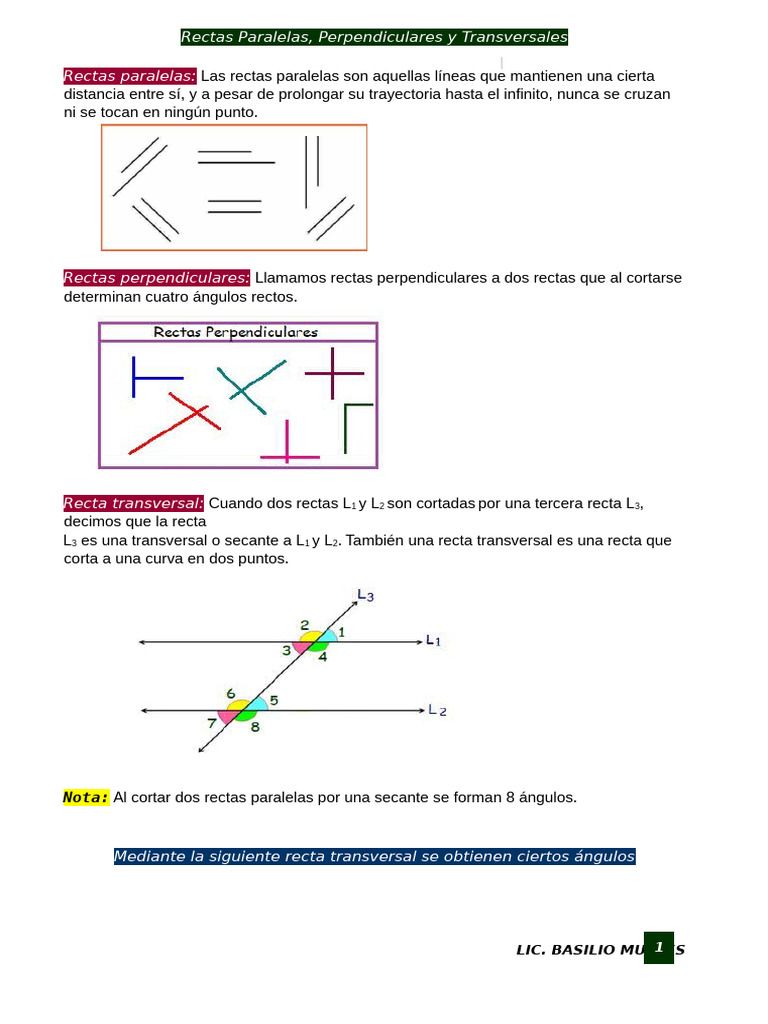 Conceptos Básicos de Geometría | PDF | Perpendicular | Ángulo