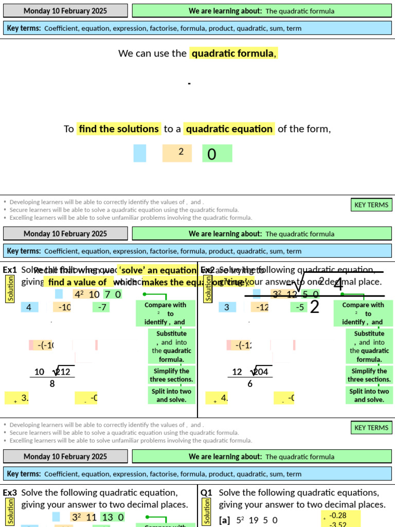 The-Quadratic-Formula-Part-1 | PDF | Quadratic Equation | Equations