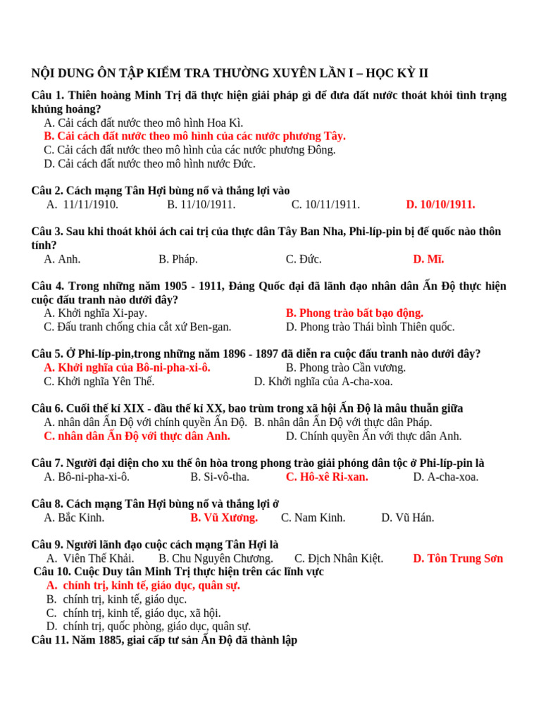 Ôn Tập Kiểm Tra Thường Xuyên Lần I- Hkii | PDF