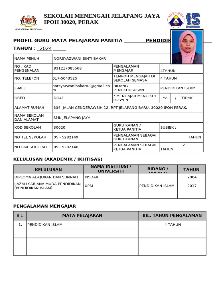 PROFIL PERIBADI PANITIA | PDF