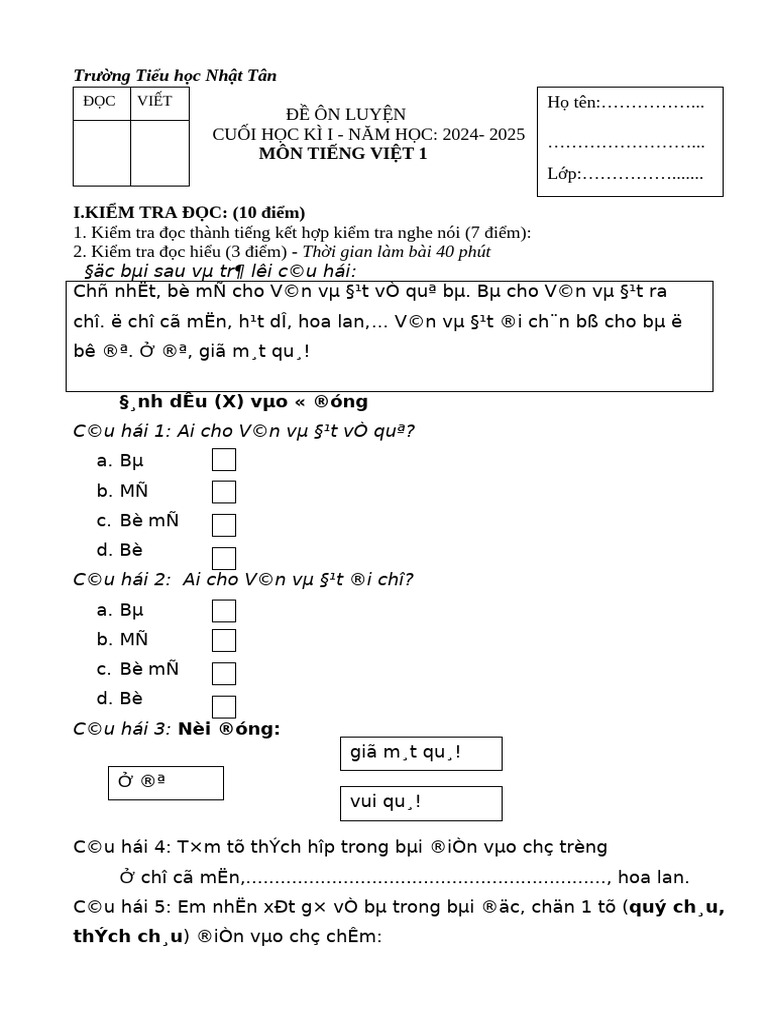 Đề 5- TV1 -KÌ 1 | PDF