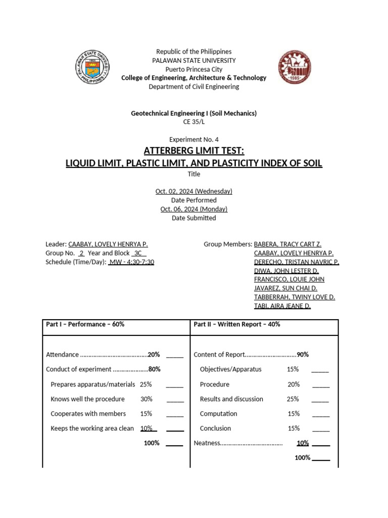 Laboratory-4-Atterberg-Limit-Test | PDF | Applied And Interdisciplinary ...