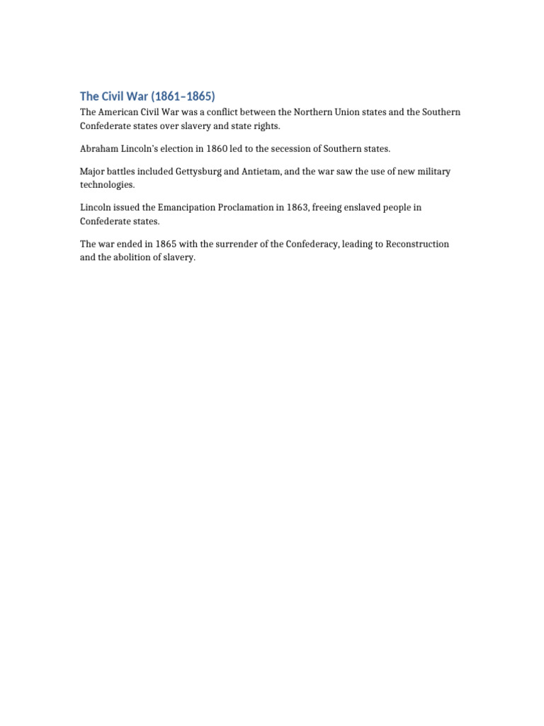 American Civil War Overview | PDF