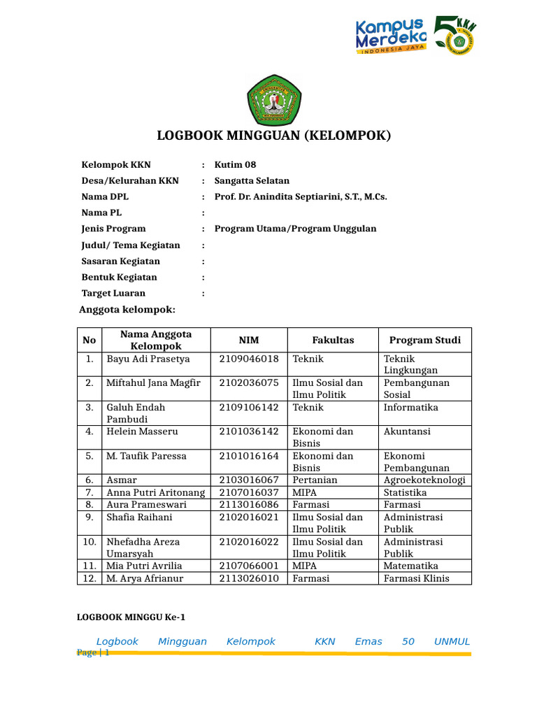 Logbook KKN Kutim 08 di Sangatta Selatan | PDF