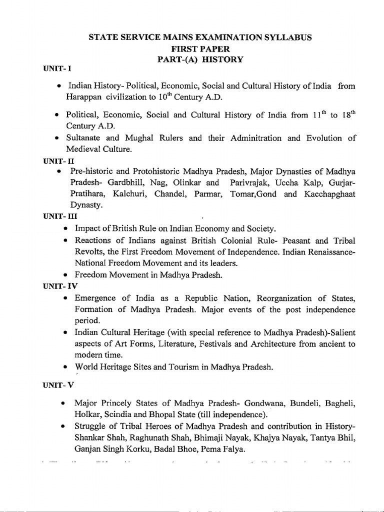 MPPSC Mains Syllabus in English | PDF