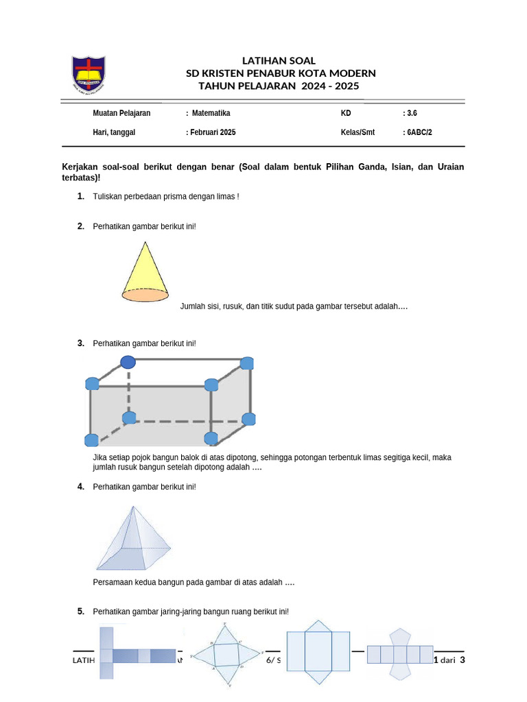 Latihan Soal Unsur-Unsur Bangun Ruang | PDF