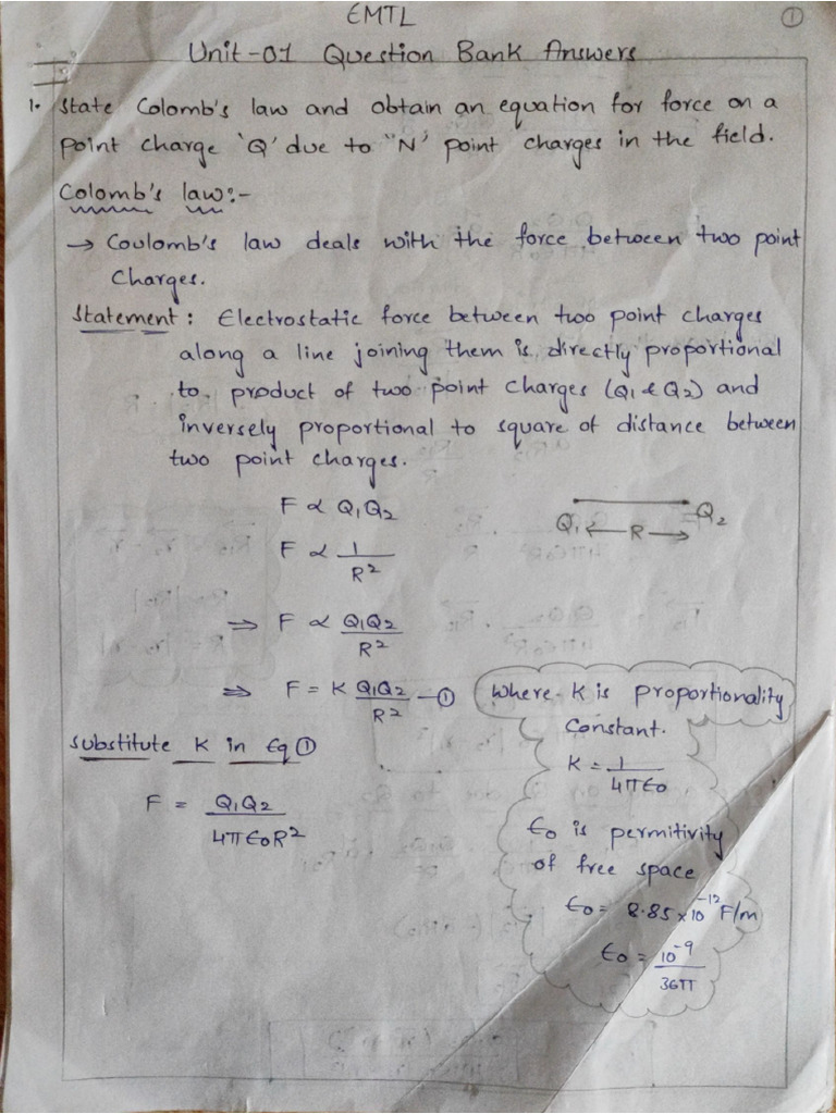 Emtl Unit - 1 Question Bank | PDF