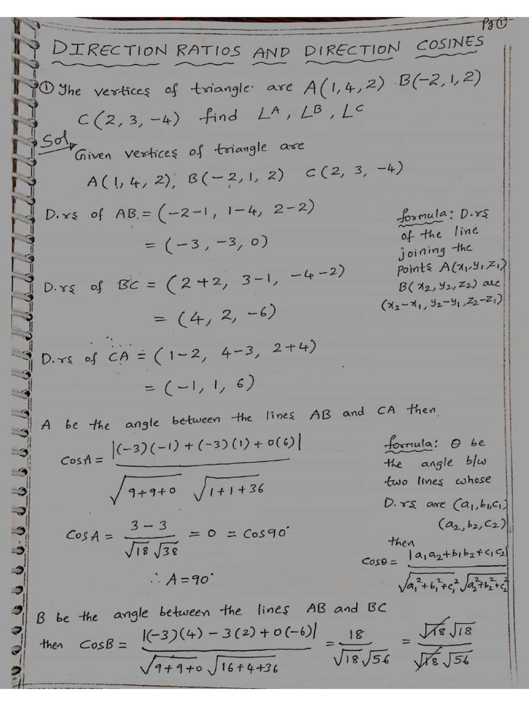 Direction Rations and Direction Cosines | PDF