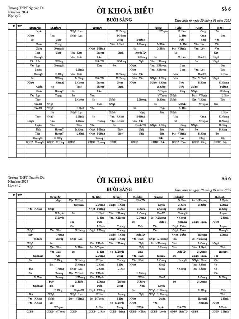TKB So 6-24-25_Hoc Sinh | PDF