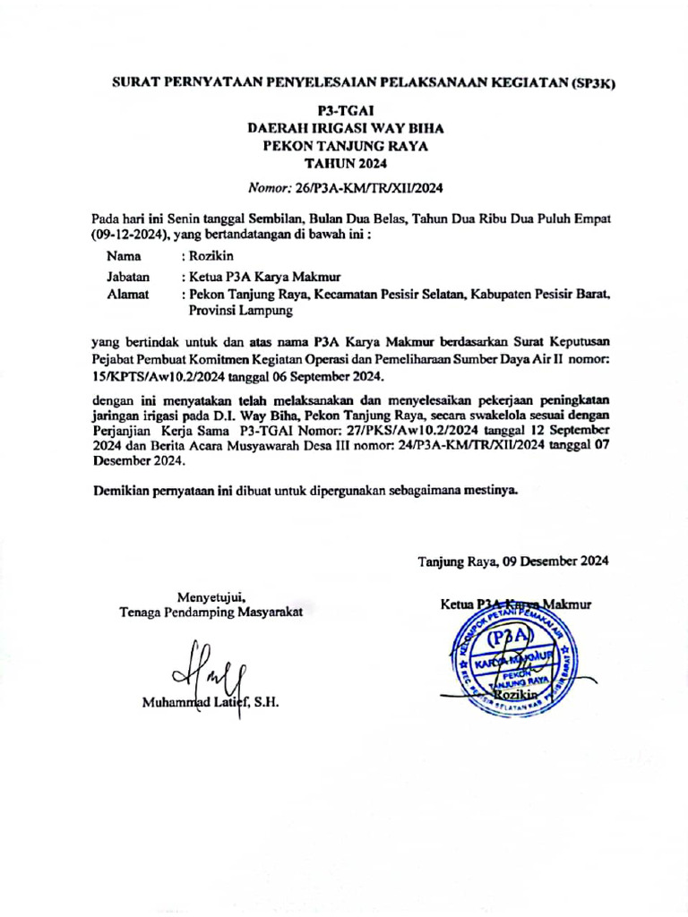 SP3K P3A Karya Makmur | PDF