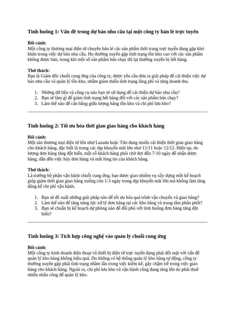 Bai Tap Tinh Huong | PDF