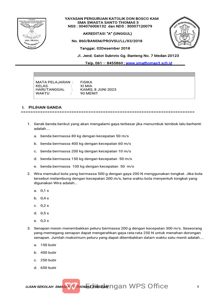 Soal KLS Xi Semester Genap 2023-2024 Fix | PDF