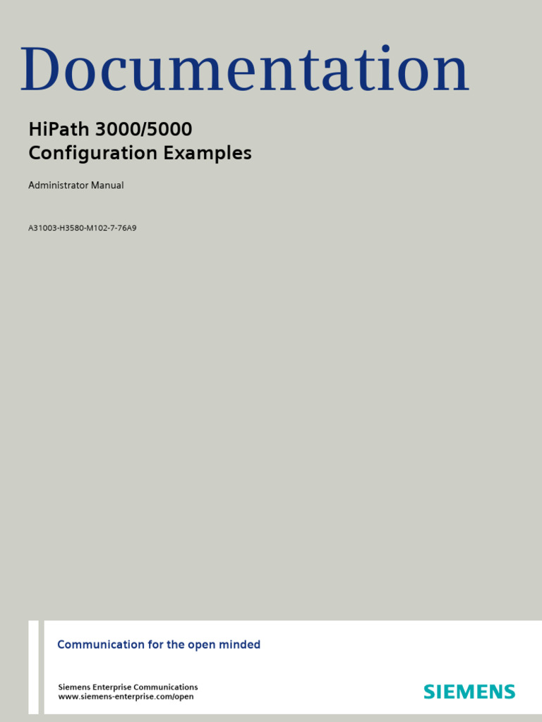 HiPath 3000 - 5000 V8, Feature Usage Examples, Administrator ...