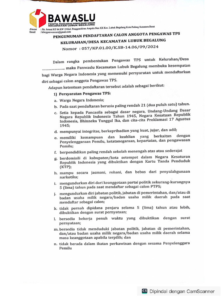 pengumuman pendaftaran ptps | PDF