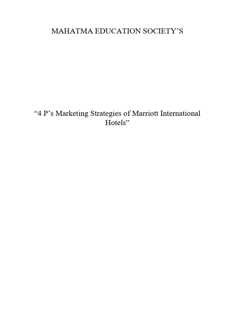 Marriott's 4 P's Marketing Strategies | PDF | Pricing | Marriott ...