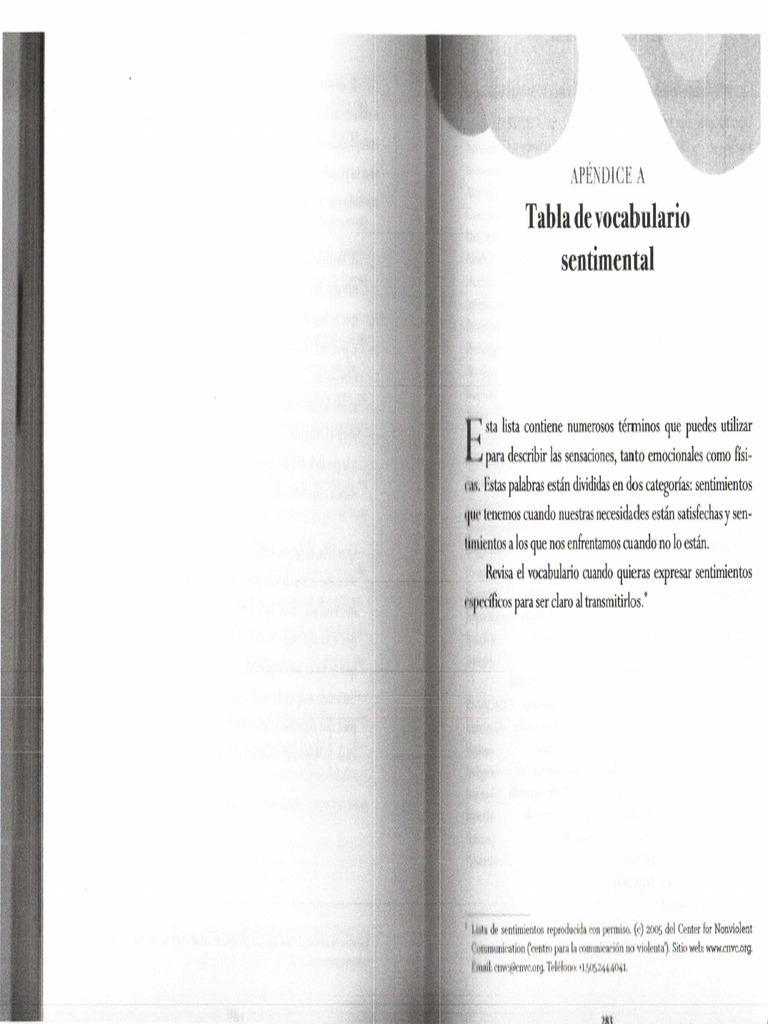 Tabla de Vocabulario Sentimental | PDF