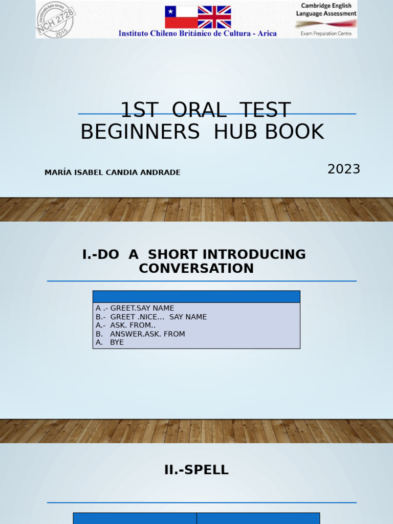 1ST Oral Test Beginners Hub Book 1 | PDF