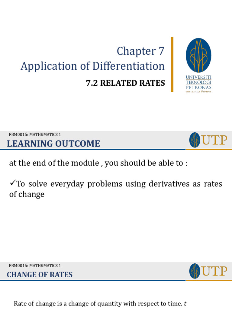 7.2 Related Rates | PDF | Derivative | Equations